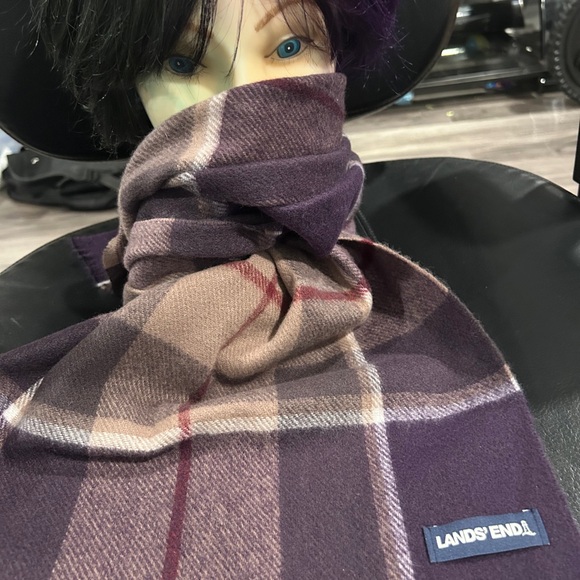 Lands' End | Accessories | Lands End Purple And Brown Checkered Scarf ...